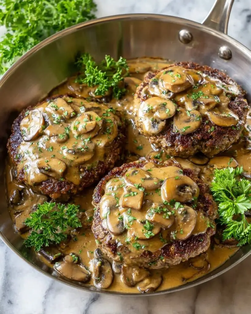 Savory Hamburger Steak with Mushroom Onion Sauce Recipe - MJRECIPE
